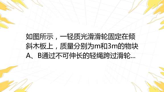 如图所示，一轻质光滑滑轮固定在倾斜木板上，质量分别为m和3m的物块a、b通过不可伸长的轻绳跨过滑轮连接，a、b间的接触面和轻绳均与木板平行．a