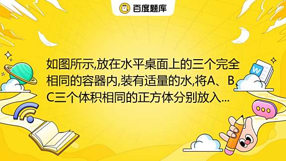 如图所示放在水平桌面上的三个完全相同的容器内装有适量的水将a、b、c三个体积相同的正方体分别放入容器内待正方体静止后三个容器内水面