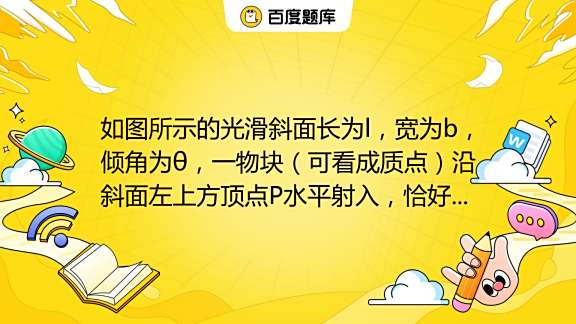 如图所示的光滑斜面长为l，宽为b，倾角为θ，一物块（可看成质点）沿斜面左上方顶点p水平射入，恰好从底端q点离开斜面，则（ ） A P→q所用