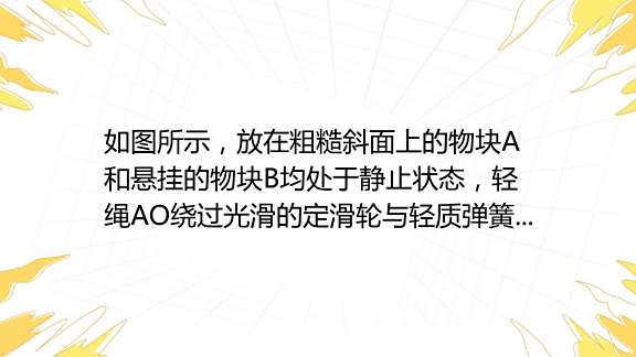 如图所示，放在粗糙斜面上的物块a和悬挂的物块b均处于静止状态，轻绳ao绕过光滑的定滑轮与轻质弹簧的右端及轻绳bo的上端连接于o点．轻质弹簧中
