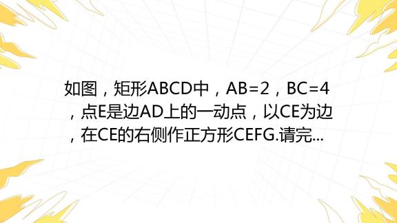 如图，矩形ABCD中，AB=2，BC=4，点E是边AD上的一动点，以CE为边，在CE的右侧作正方形CEFG.请完成下列探究：(1)若ED平分∠ ...